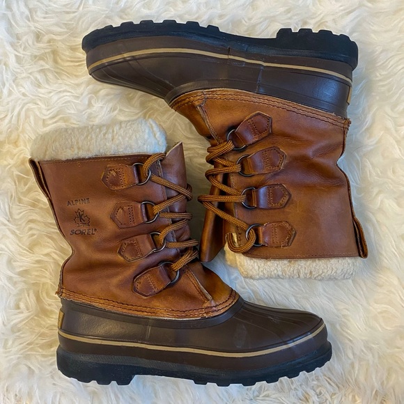 Sorel | Shoes | Sorel Alpine Brown Leather Boots With Removable Sherpa ...
